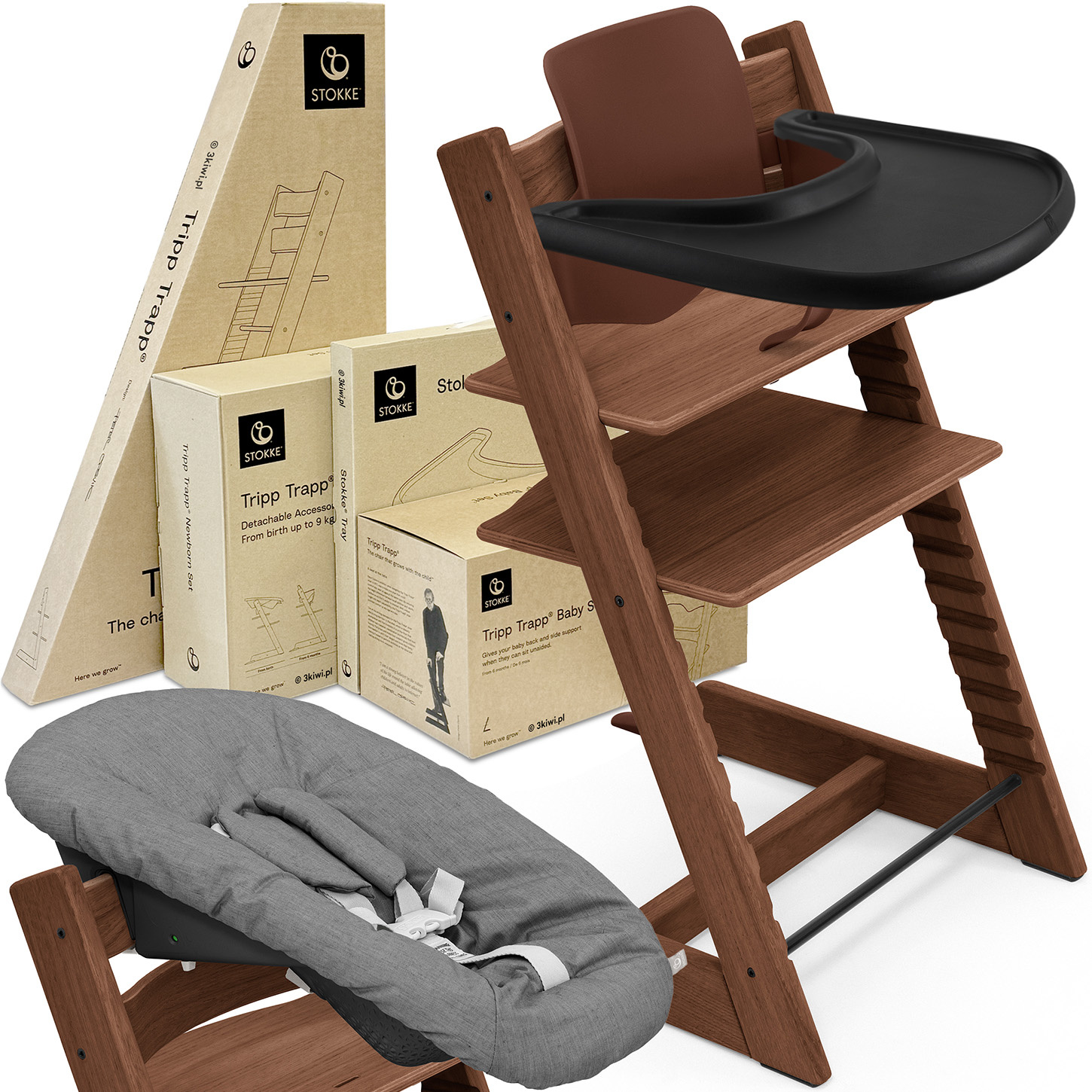 Stokke® Tripp Trapp® Complete Set zestaw 4w1 | Exclusive Oak Brown (dąb ...